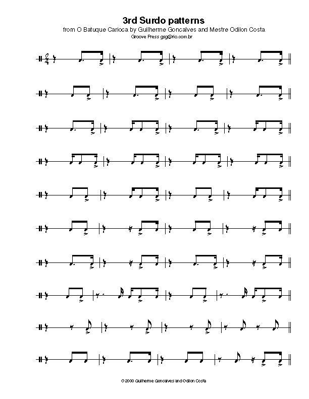 samba rhythms notation